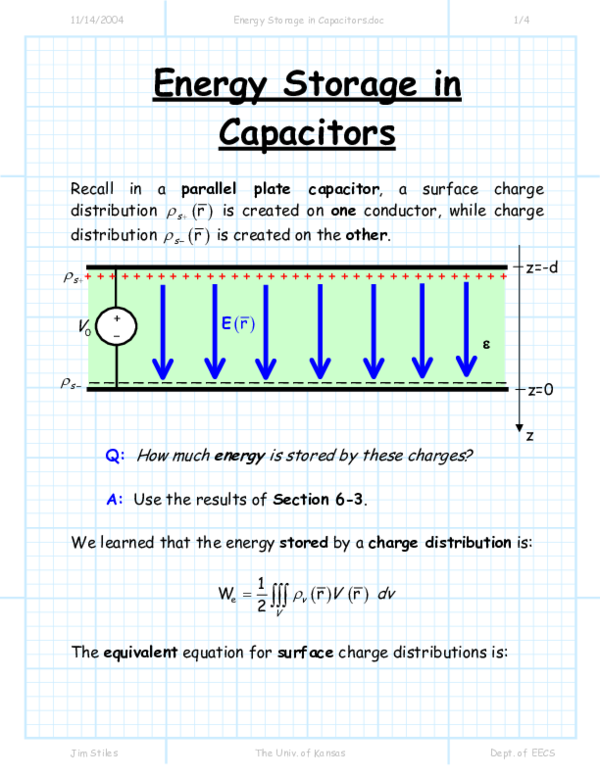 (PDF) Energy Storage in Capacitors