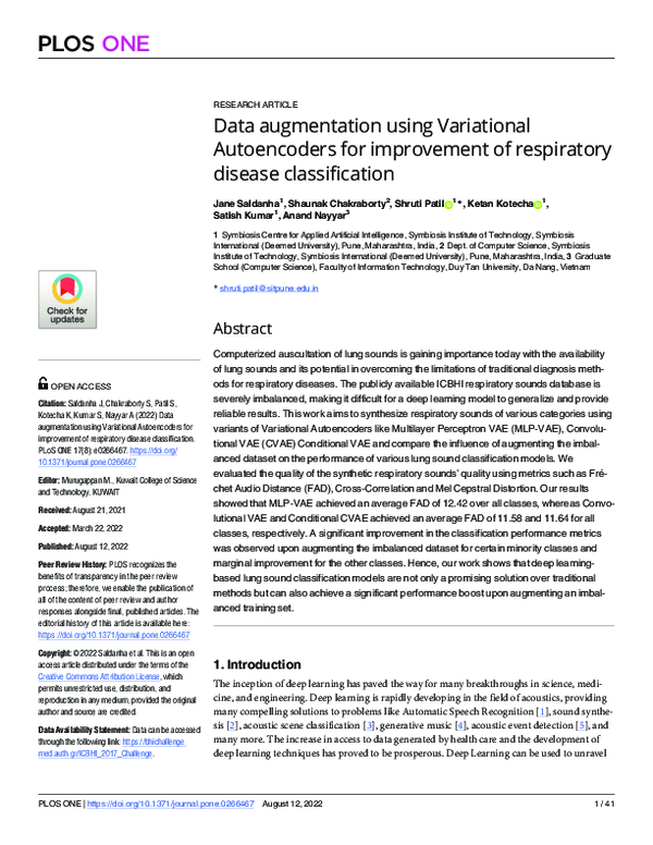 Pdf Data Augmentation Using Variational Autoencoders For Improvement Of Respiratory Disease