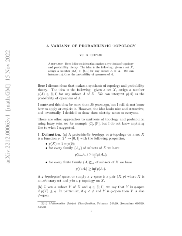 (PDF) A Variant of Probabilistic Topology