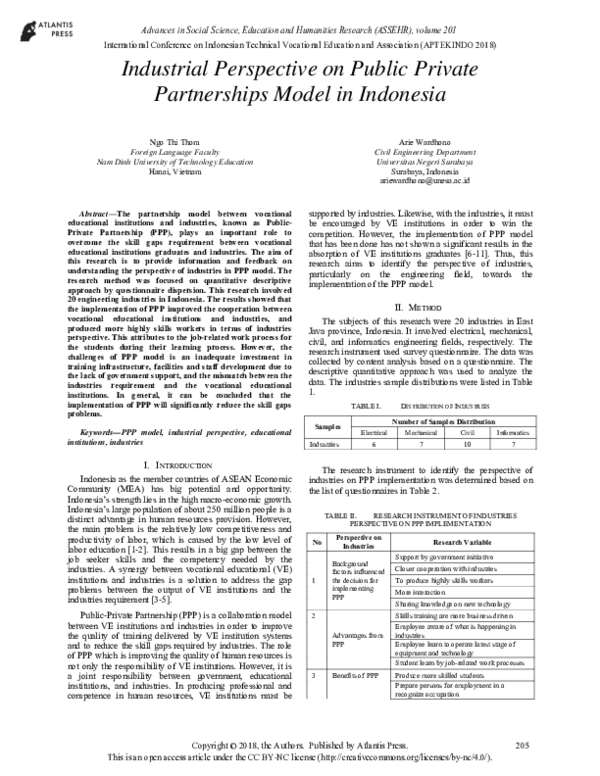 (PDF) Industrial Perspective on Public Private Partnerships Model in Indonesia