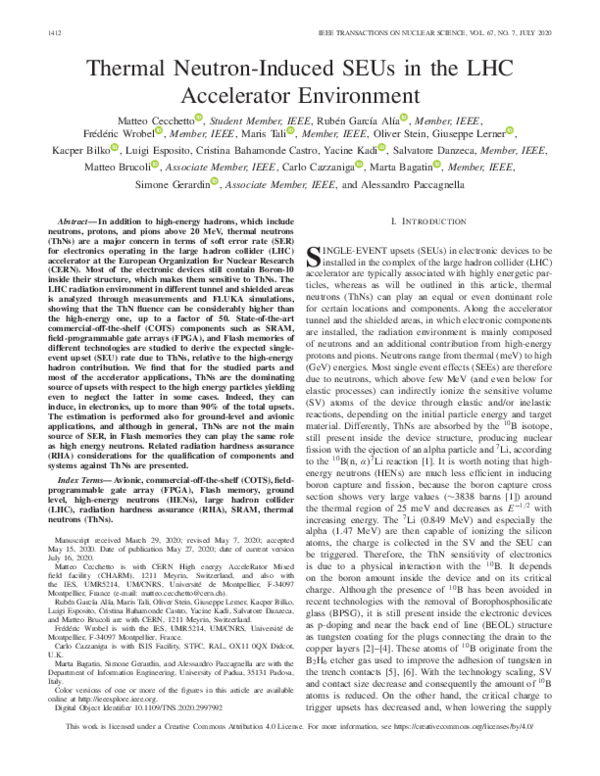 (PDF) Thermal Neutron-Induced SEUs in the LHC Accelerator Environment