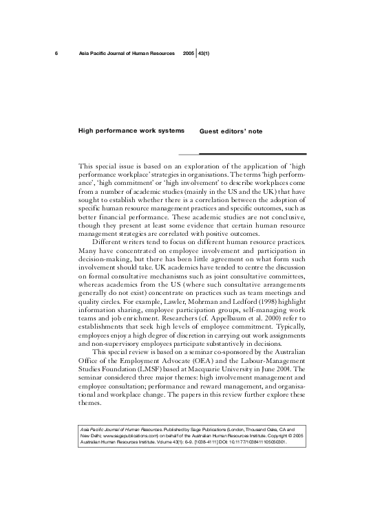 (PDF) High performance work systems