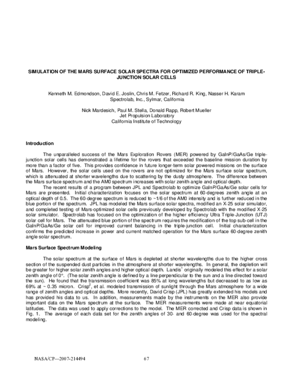 (PDF) Simulation of the Mars surface solar spectra for optimized performance of triple junction ...