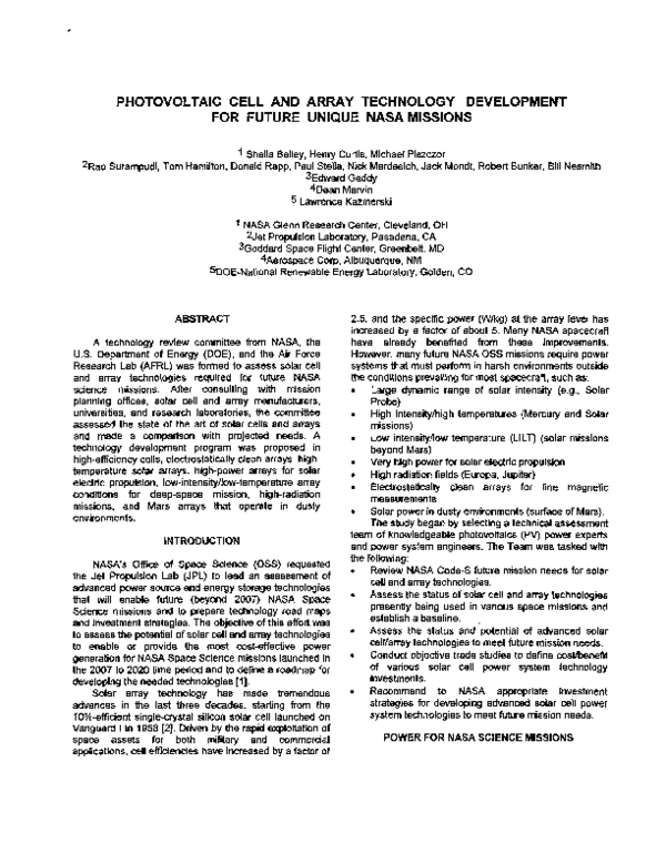 (PDF) Photovoltaic cell and array technology development for future ...