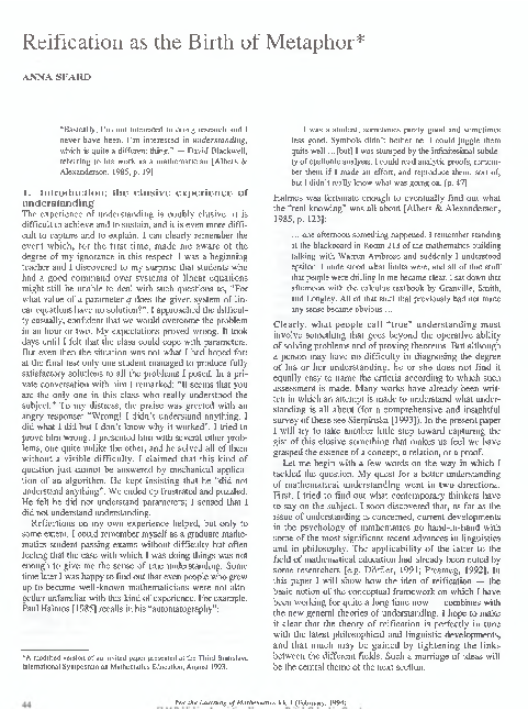 (PDF) Reification as the birth of metaphor