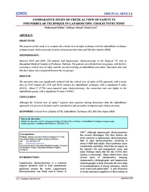 (PDF) Comparative Study of Critical View of Safety vs Infundibular ...