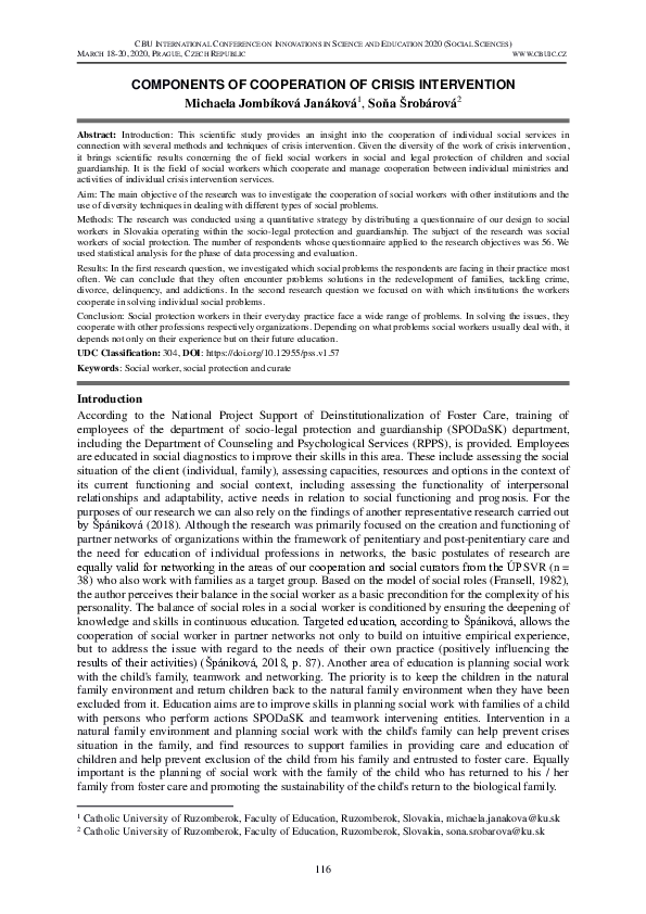 (PDF) Components of Cooperation of Crisis Intervention
