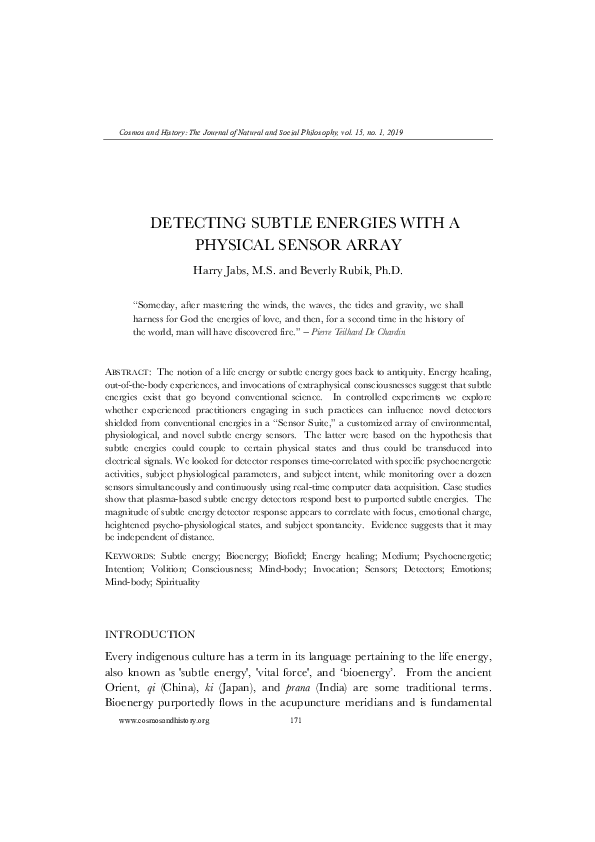 (PDF) Detecting Subtle Energies with a Physical Sensor Array