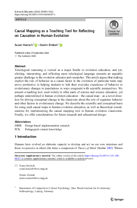Pdf Causal Mapping As A Teaching Tool For Reflecting On Causation In Human Evolution Susan