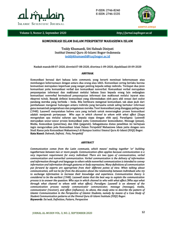 (PDF) Komunikasi Islam Dalam Perspektif Mahasiswa Islam