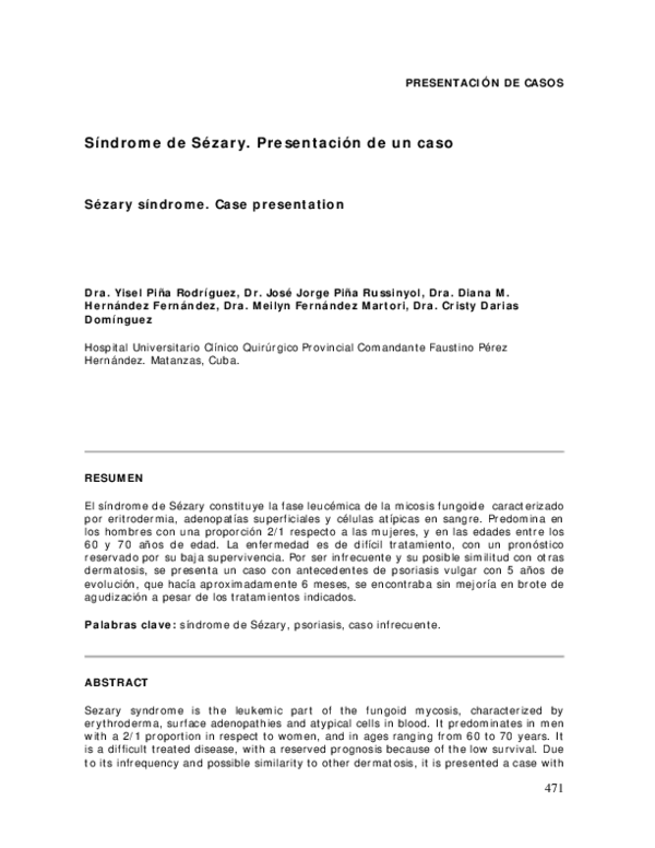 (PDF) Sézary síndrome. Case presentation