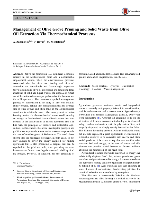(PDF) Management of Olive Grove Pruning and Solid Waste from Olive Oil ...