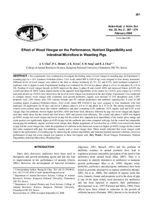 (PDF) Effect of Wood Vinegar on the Performance, Nutrient Digestibility ...