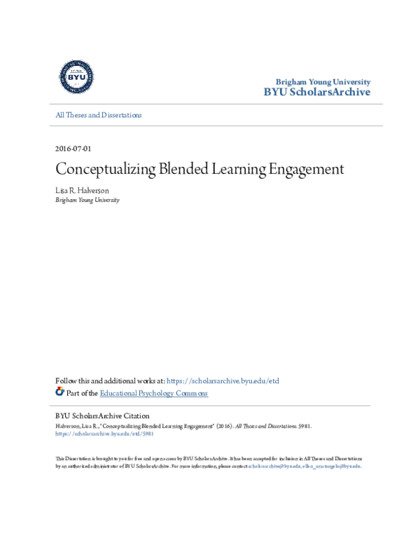 (PDF) Conceptualizing Blended Learning Engagement (PDF) Conceptualizing Blended Learning Engagement