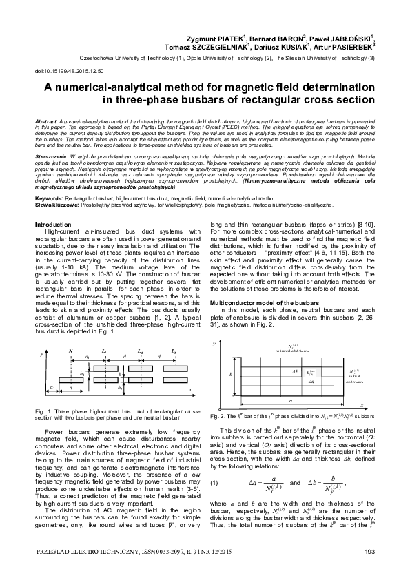 (PDF) A numerical-analytical method for magnetic field determination in three-phase busbars of ...