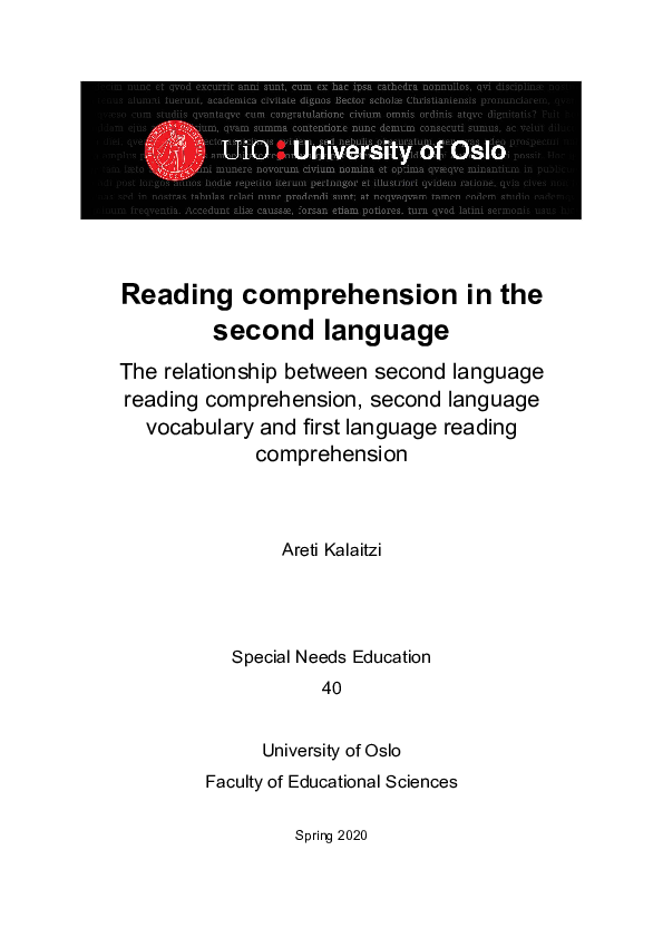(PDF) Reading comprehension in the second language. The relationship ...