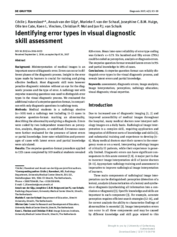 (PDF) Identifying error types in visual diagnostic skill assessment