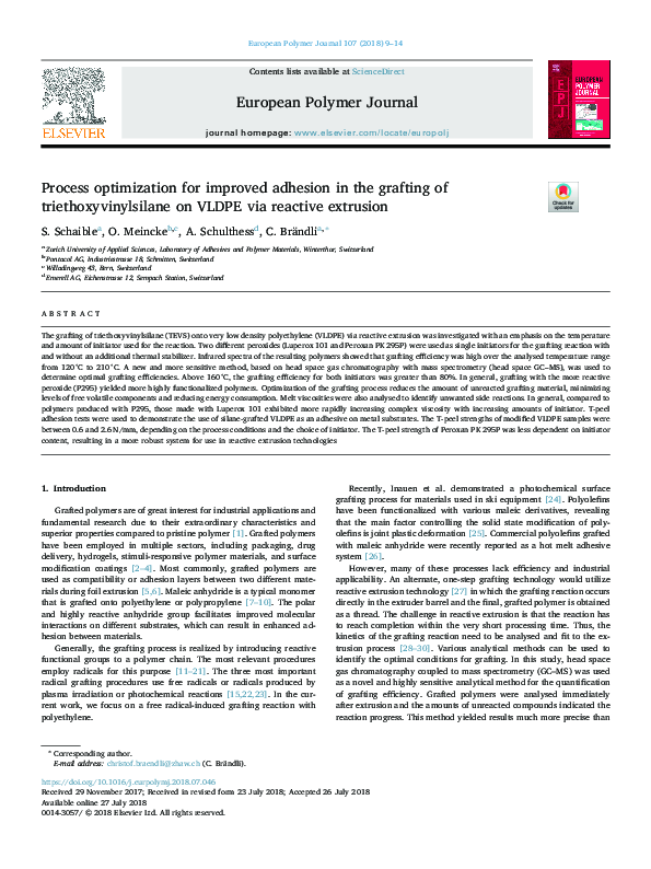(PDF) Process optimization for improved adhesion in the grafting of ...