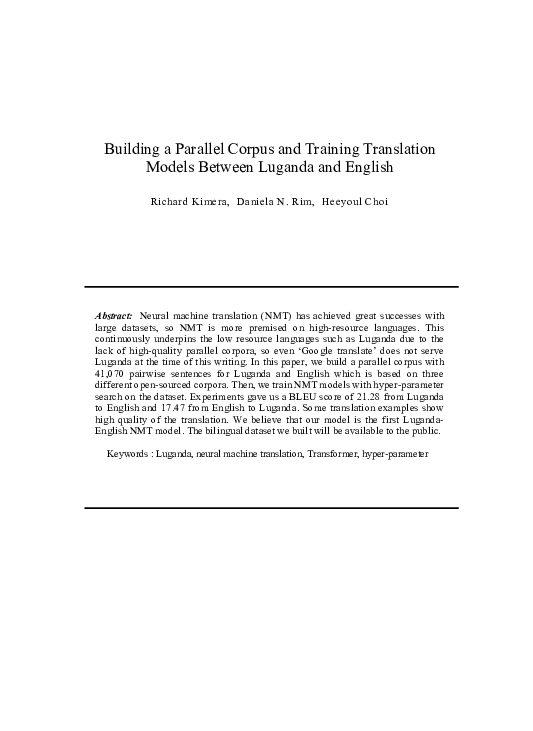 (PDF) Building a Parallel Corpus and Training Translation Models ...