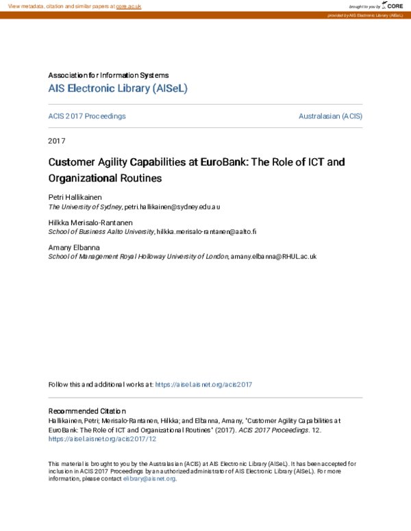 (PDF) Customer Agility Capabilities at EuroBank: The Role of ICT and ...