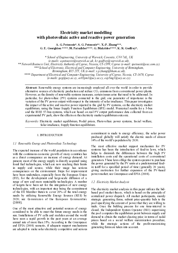 (PDF) Electricity market modelling with photovoltaic active and ...