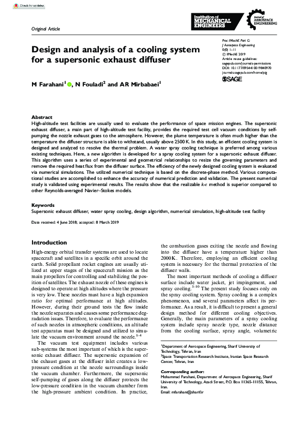 (PDF) Design and analysis of a cooling system for a supersonic exhaust ...