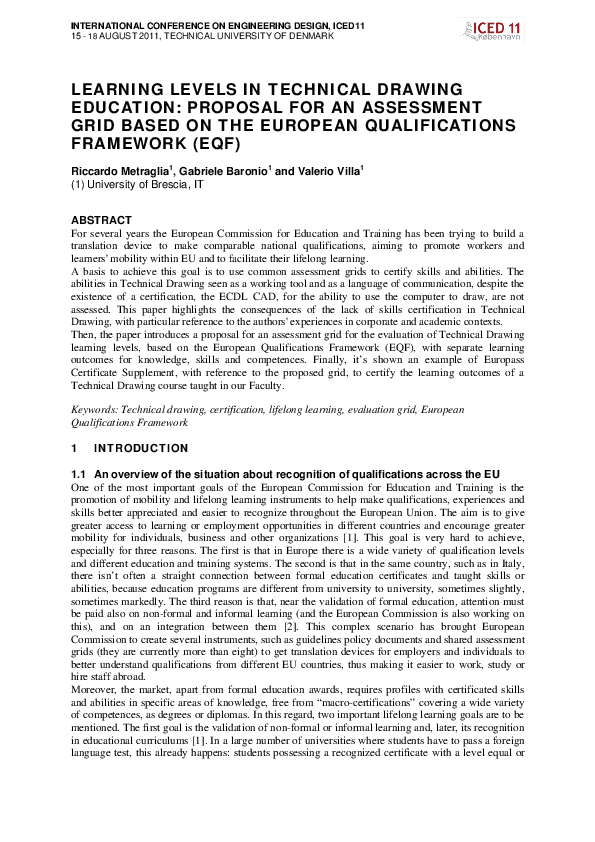 (PDF) Learning Levels in Technical Drawing Education: Proposal for an ...