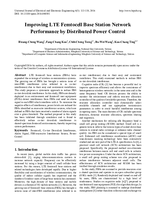 (PDF) Improving LTE Femtocell Base Station Network Performance by ...