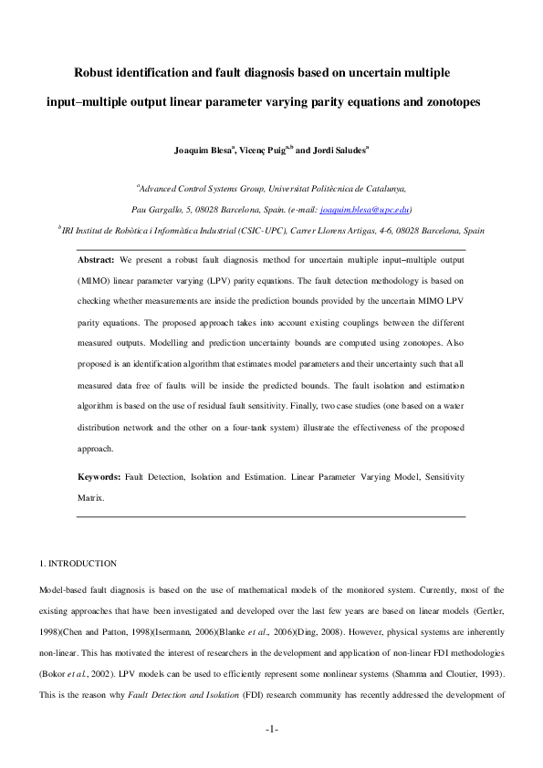 (PDF) Robust identification and fault diagnosis based on uncertain multiple input–multiple ...