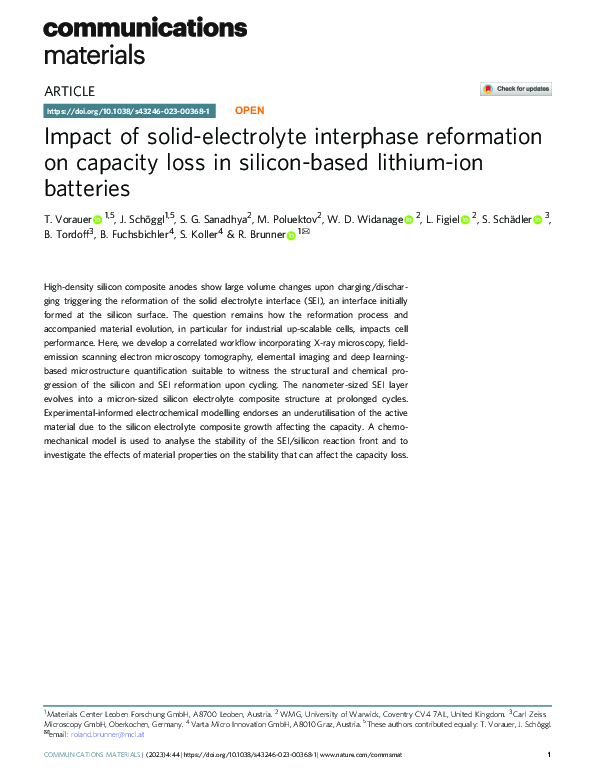 (PDF) Impact of solid-electrolyte interphase reformation on capacity loss in silicon-based ...