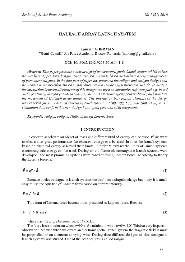 (PDF) Halbach Array Launch System