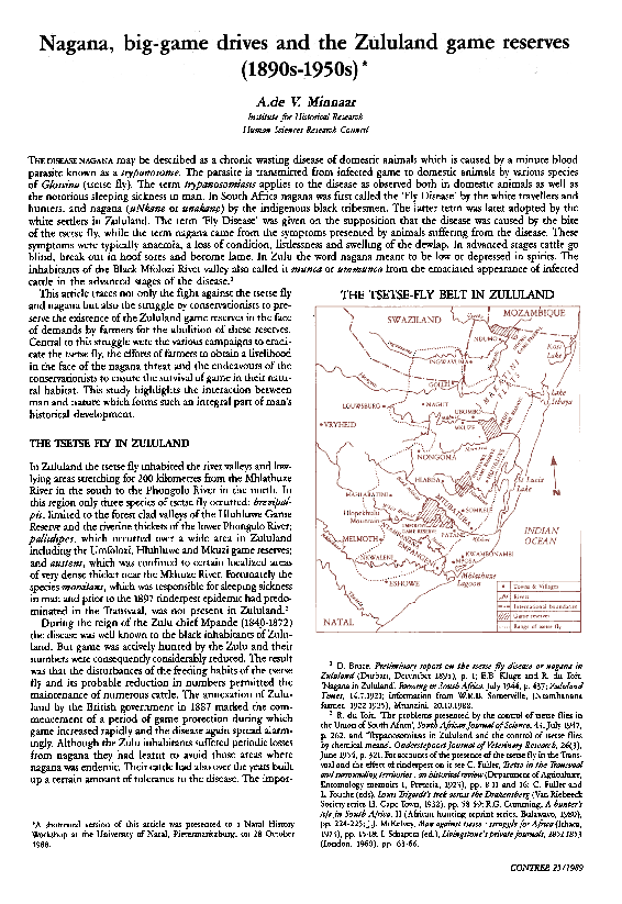 (PDF) Nagana, big-game drives and the Zululand game reserves (1890s ...