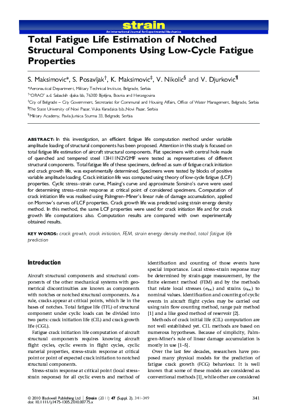 (PDF) Total Fatigue Life Estimation of Notched Structural Components ...