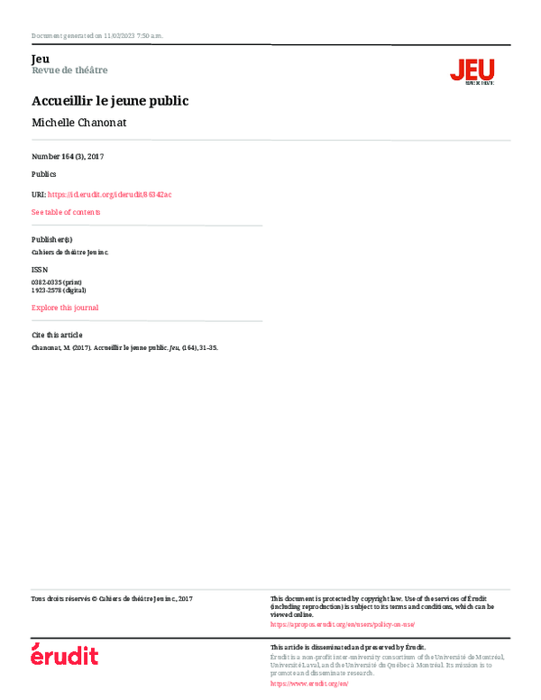 (PDF) Accueillir le jeune public