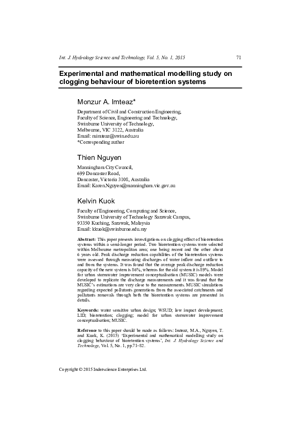 (PDF) Experimental and mathematical modelling study on clogging ...