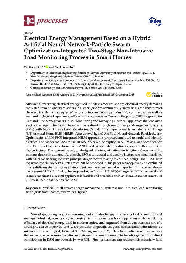 Pdf Electrical Energy Management Based On A Hybrid Artificial Neural Network Particle Swarm