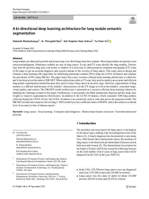 (PDF) A bi-directional deep learning architecture for lung nodule semantic segmentation