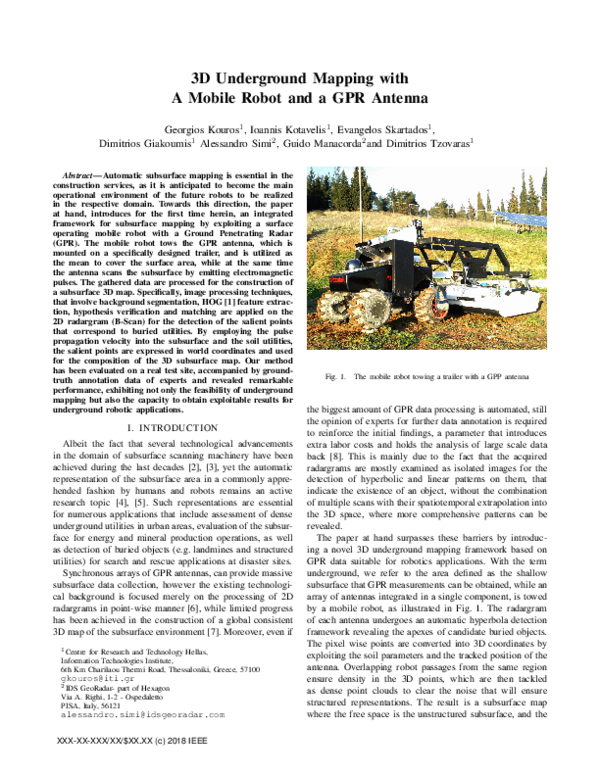 (PDF) 3D Underground Mapping with a Mobile Robot and a GPR Antenna