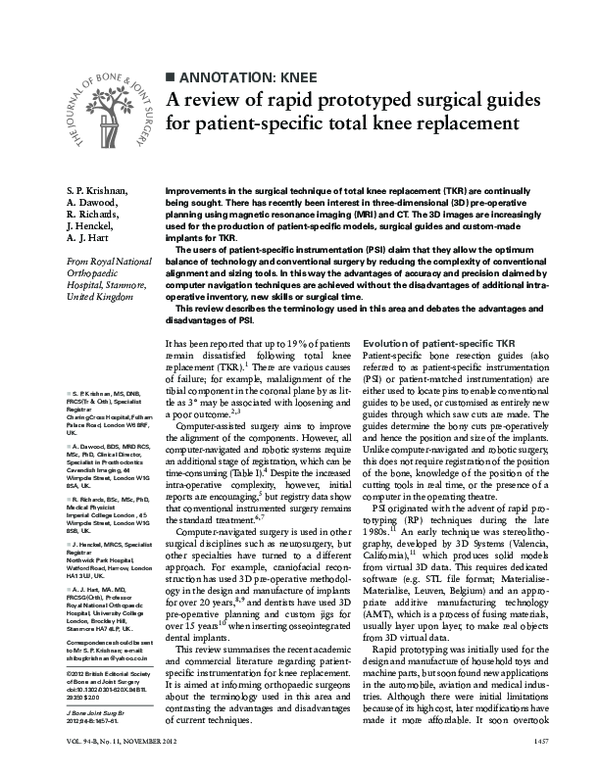 (PDF) A review of rapid prototyped surgical guides for patient-specific ...