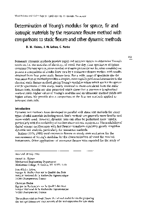 (PDF) Determination of Young's modulus for spruce, fir and isotropic ...