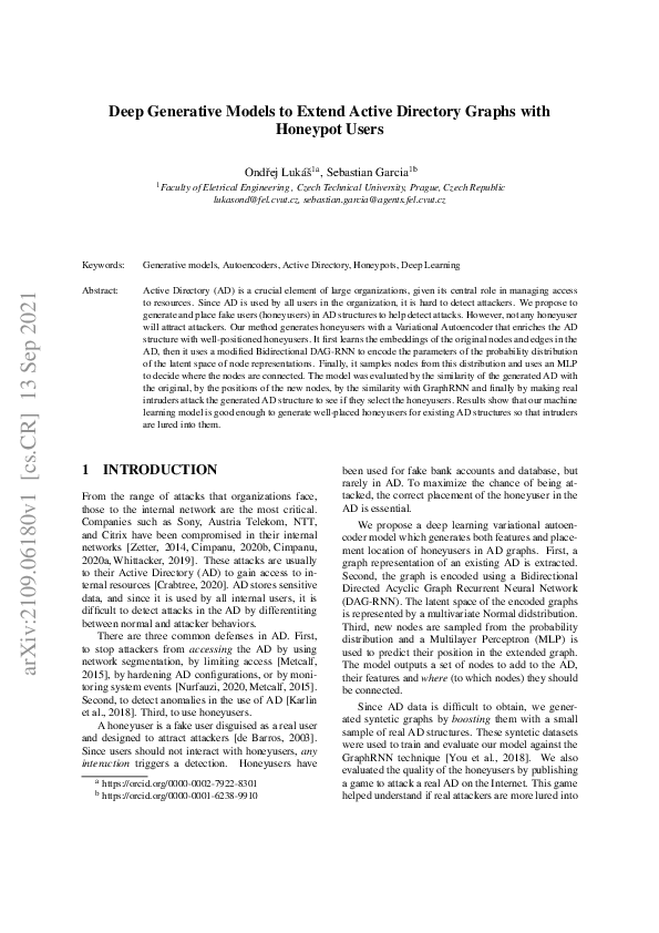 Pdf Deep Generative Models To Extend Active Directory Graphs With 6971