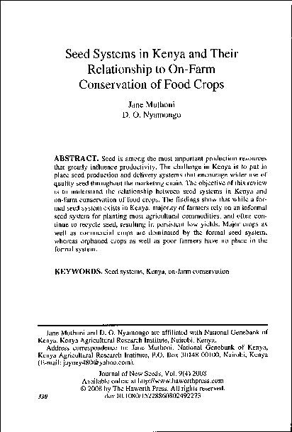 (PDF) Seed Systems in Kenya and Their Relationship to On-Farm ...