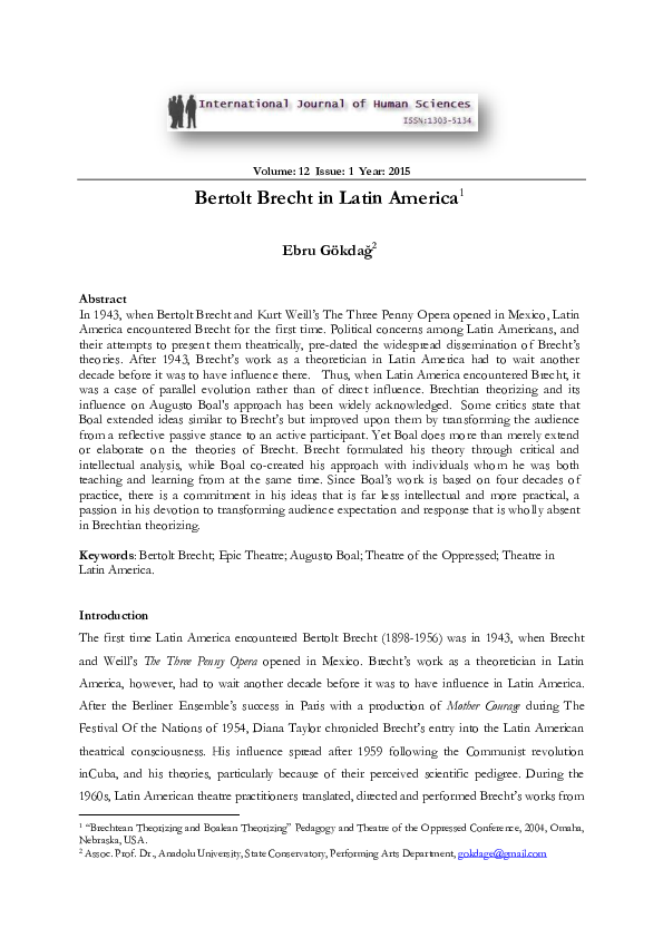 (PDF) Bertolt Brecht in Latin America