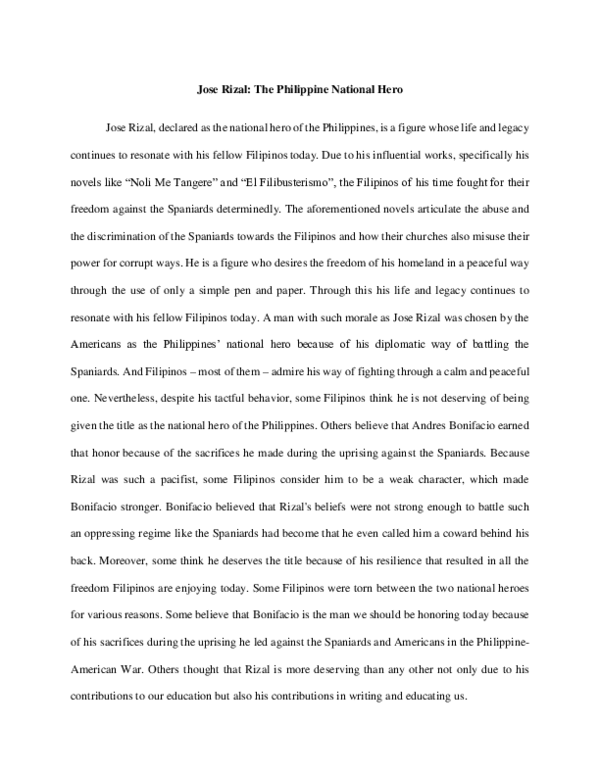 (PDF) Jose Rizal: The Undisputed National Hero of the Philippines