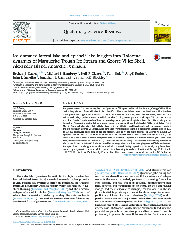 (PDF) Ice-dammed lateral lake and epishelf lake insights into Holocene ...