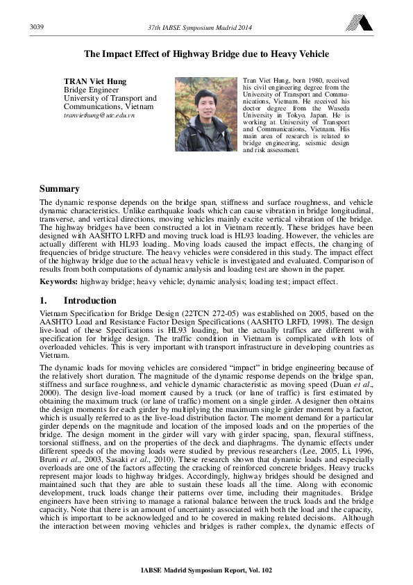 (PDF) The Impact Effect of Highway Bridge due to Heavy Vehicle