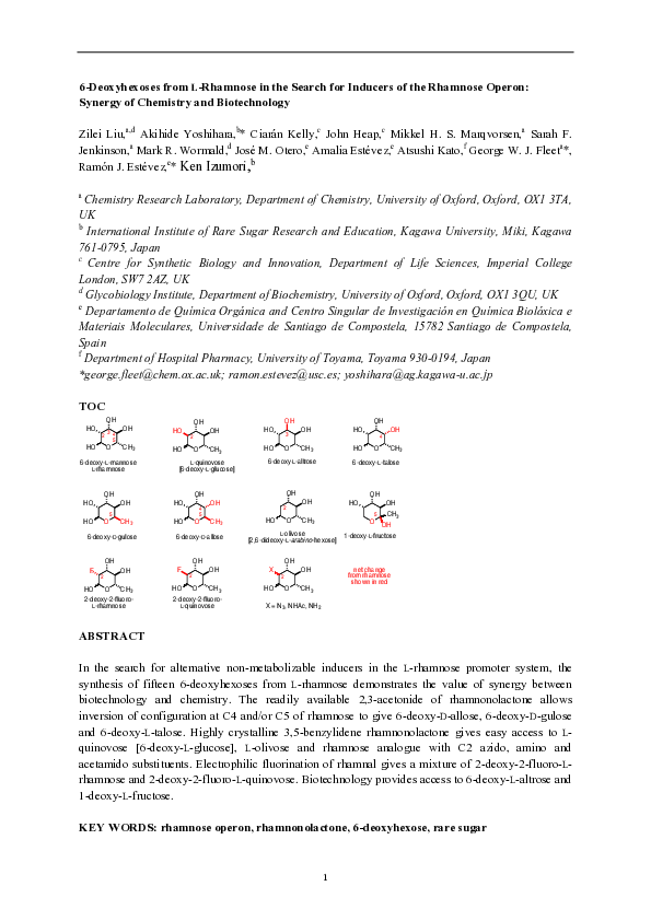 (PDF) 6-Deoxyhexoses from l-Rhamnose in the Search for Inducers of the ...