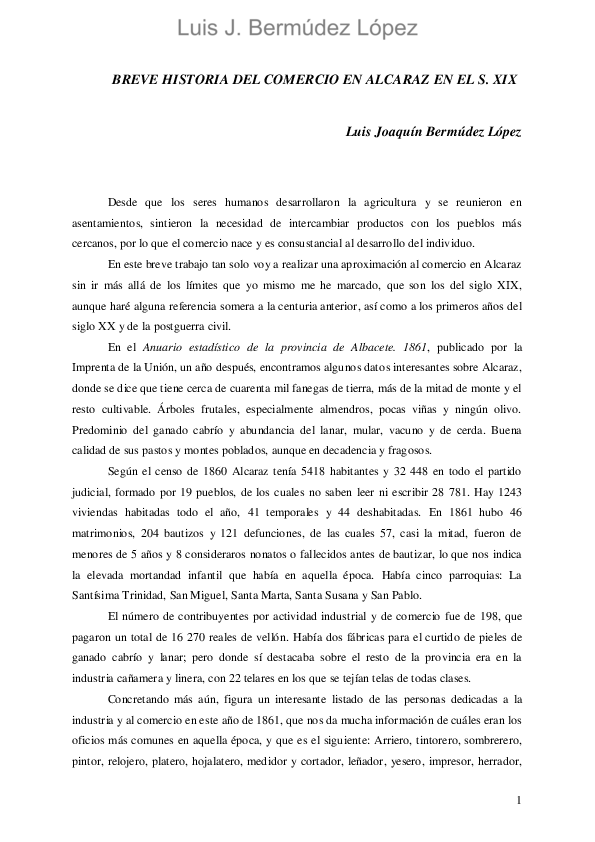 (PDF) Breve historia del comercio en Alcaraz en el siglo XIX