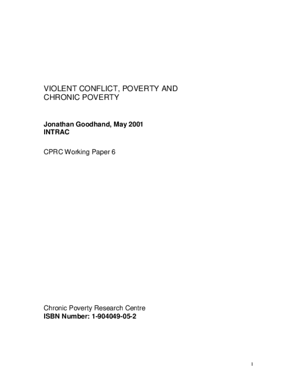 (PDF) Violent Conflict, Poverty and Chronic Poverty