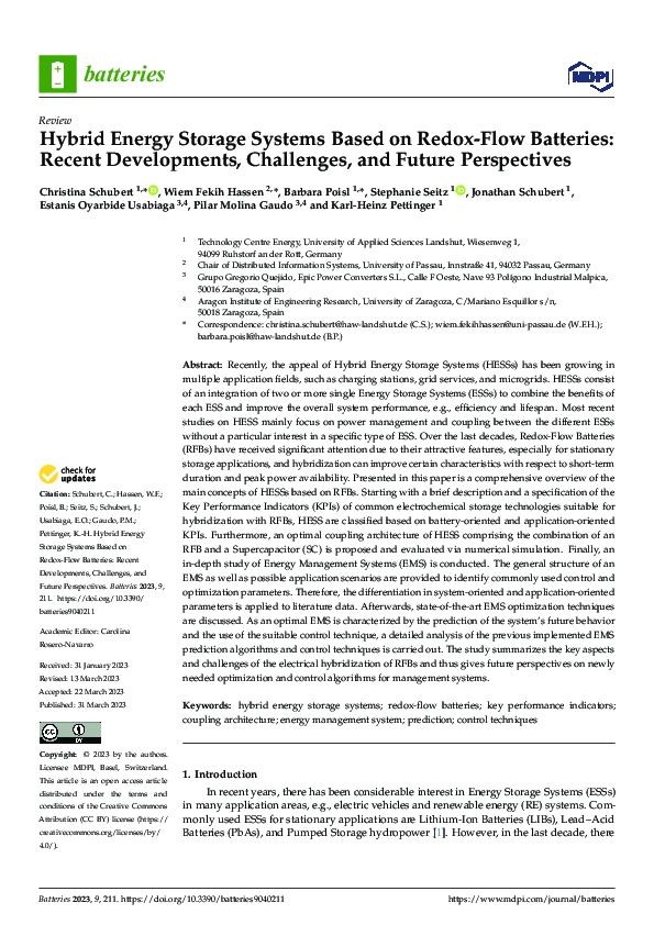 (PDF) Hybrid Energy Storage Systems Based on Redox-Flow Batteries: Recent Developments ...